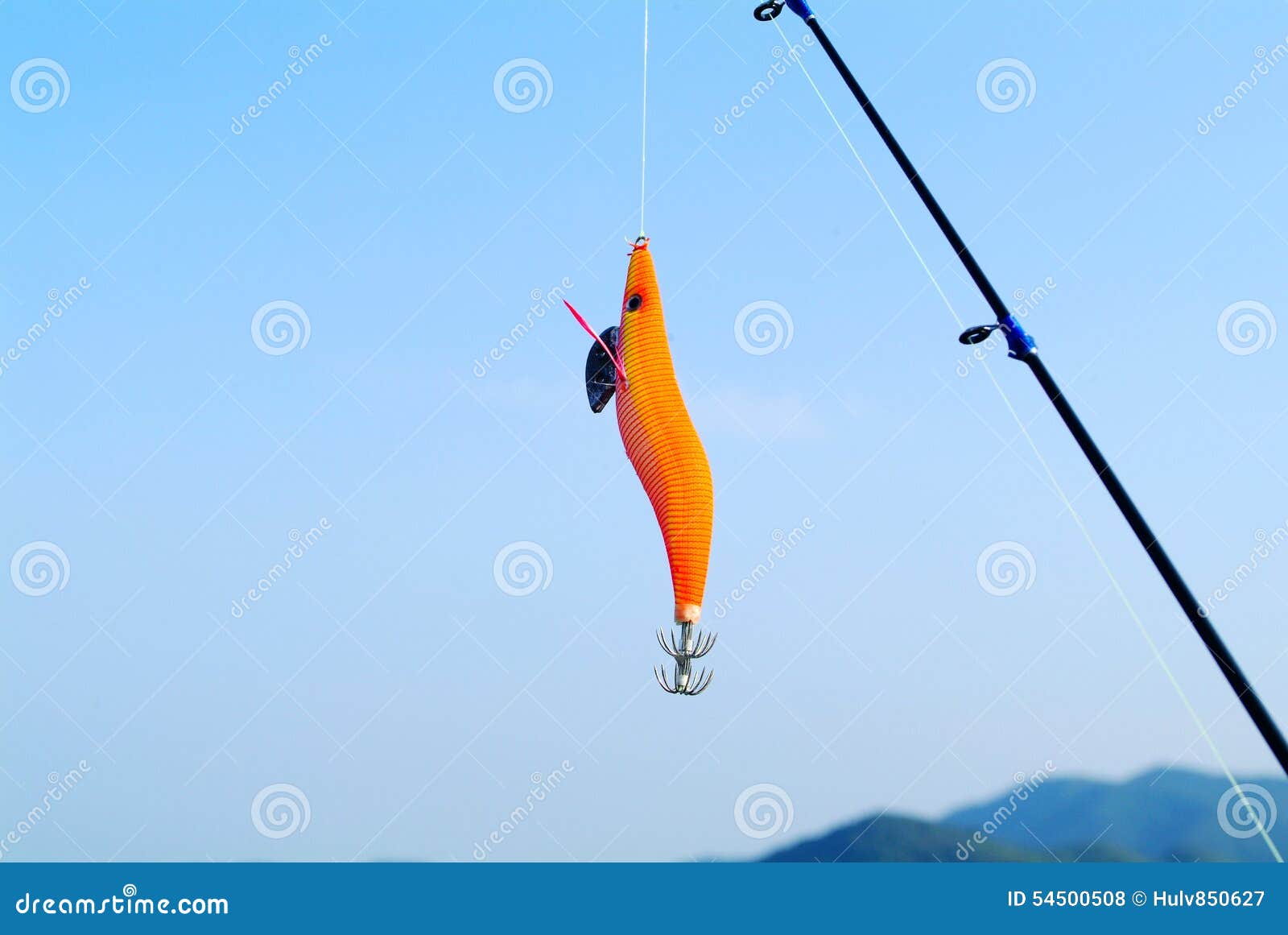 Fish hook and fish rod stock photo. Image of bait, decoy - 54500508
