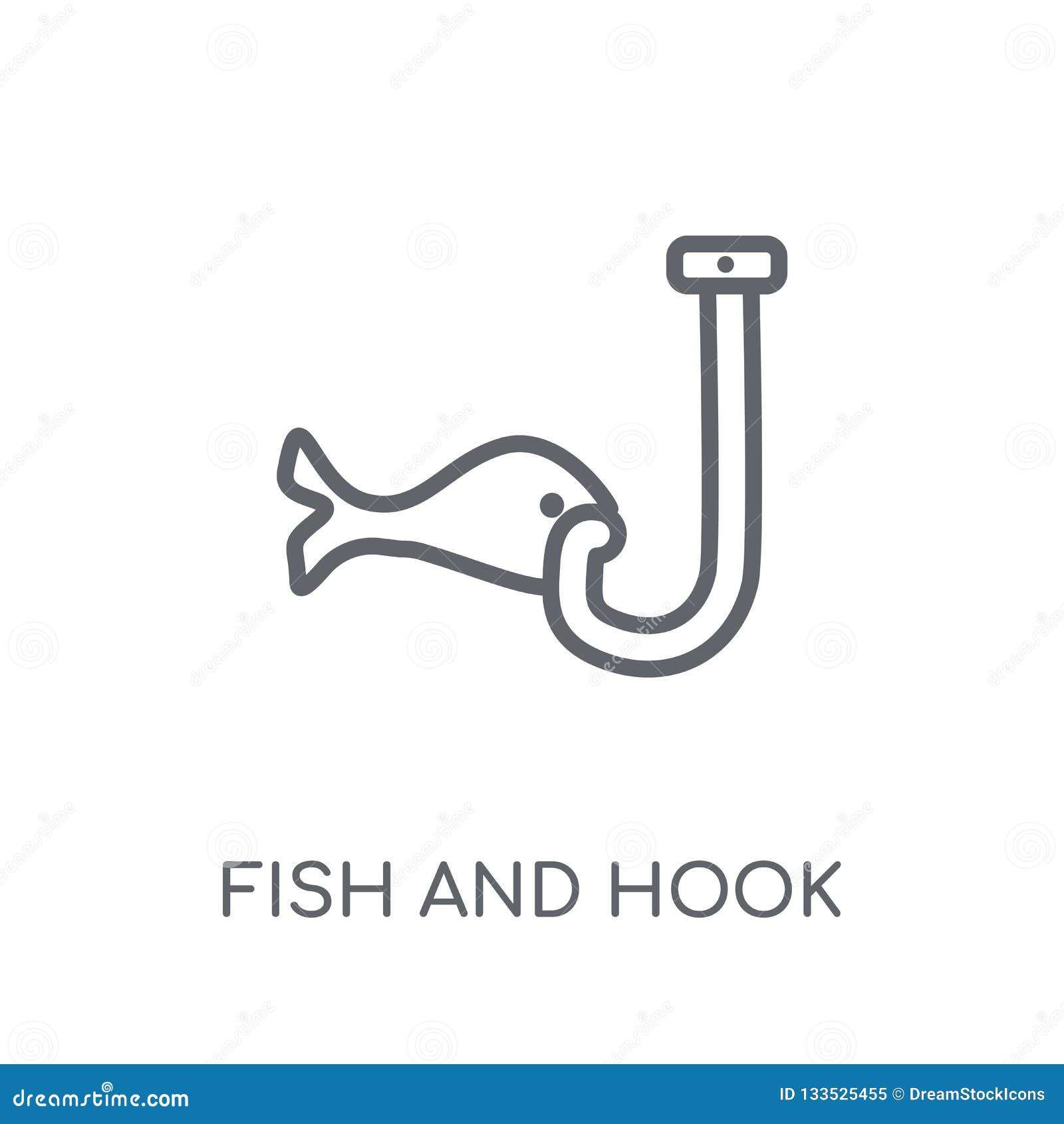 Fish and Hook Linear Icon. Modern Outline Fish and Hook Logo Con Stock ...