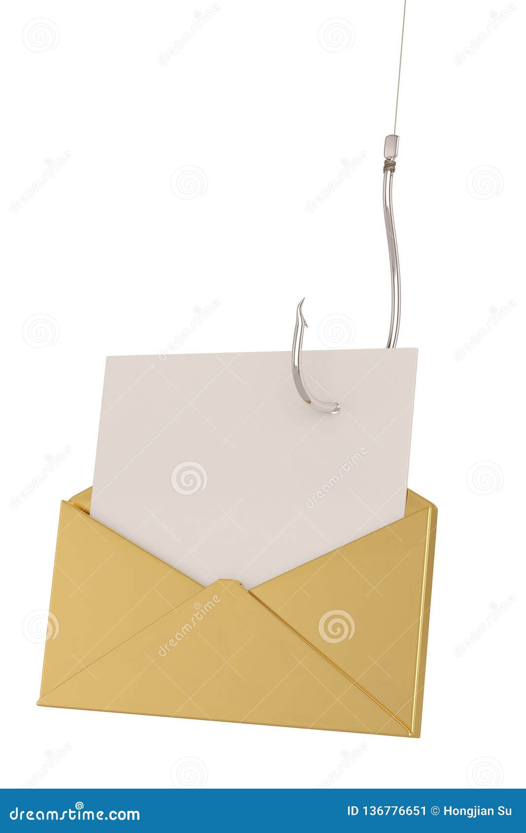 Fish Hook with Mail Isolated on White Background 3D Illustration Stock ...