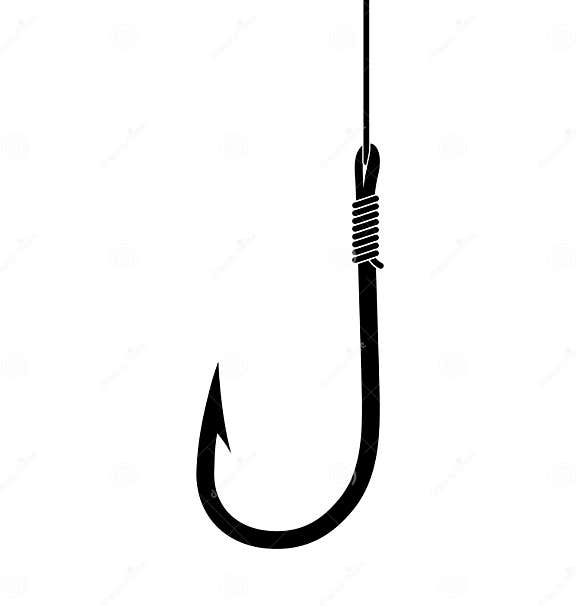 Simple Fishing Fish Hook on Line Silhouette Stock Vector - Illustration ...