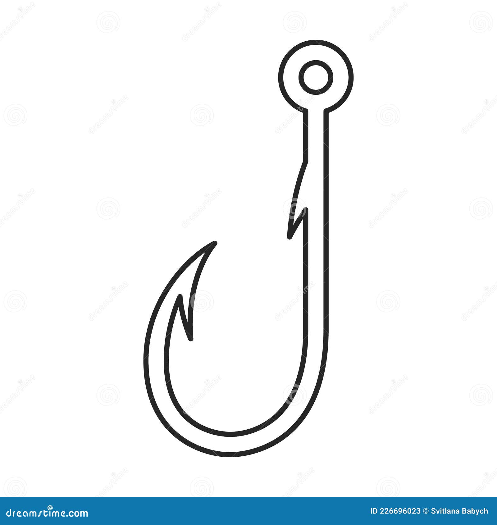 Fish Hook Vector Icon.Outline Vector Icon Isolated on White Background ...