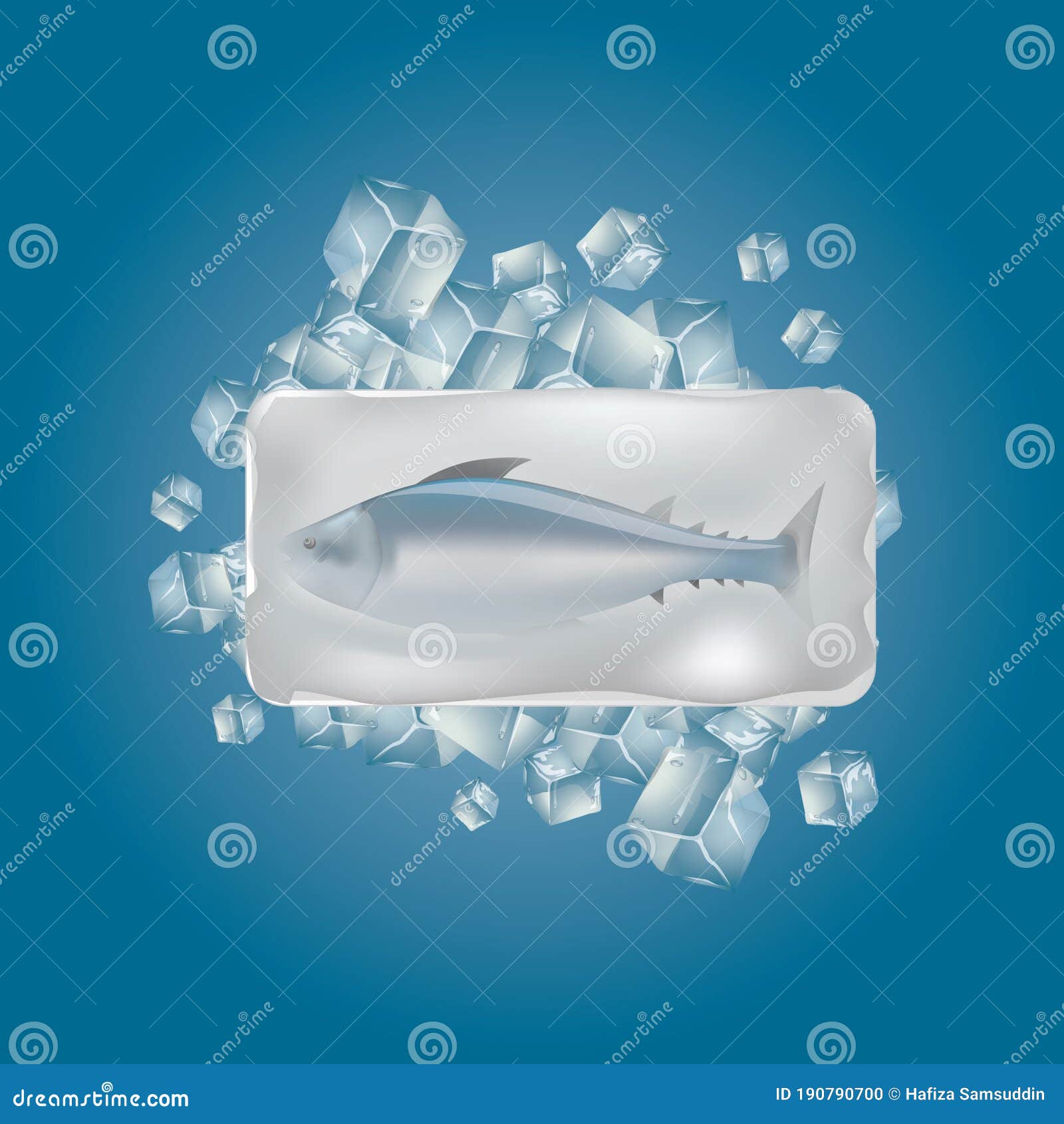 Fish in an Ice Cube. Vector Illustration Decorative Design Stock Vector ...