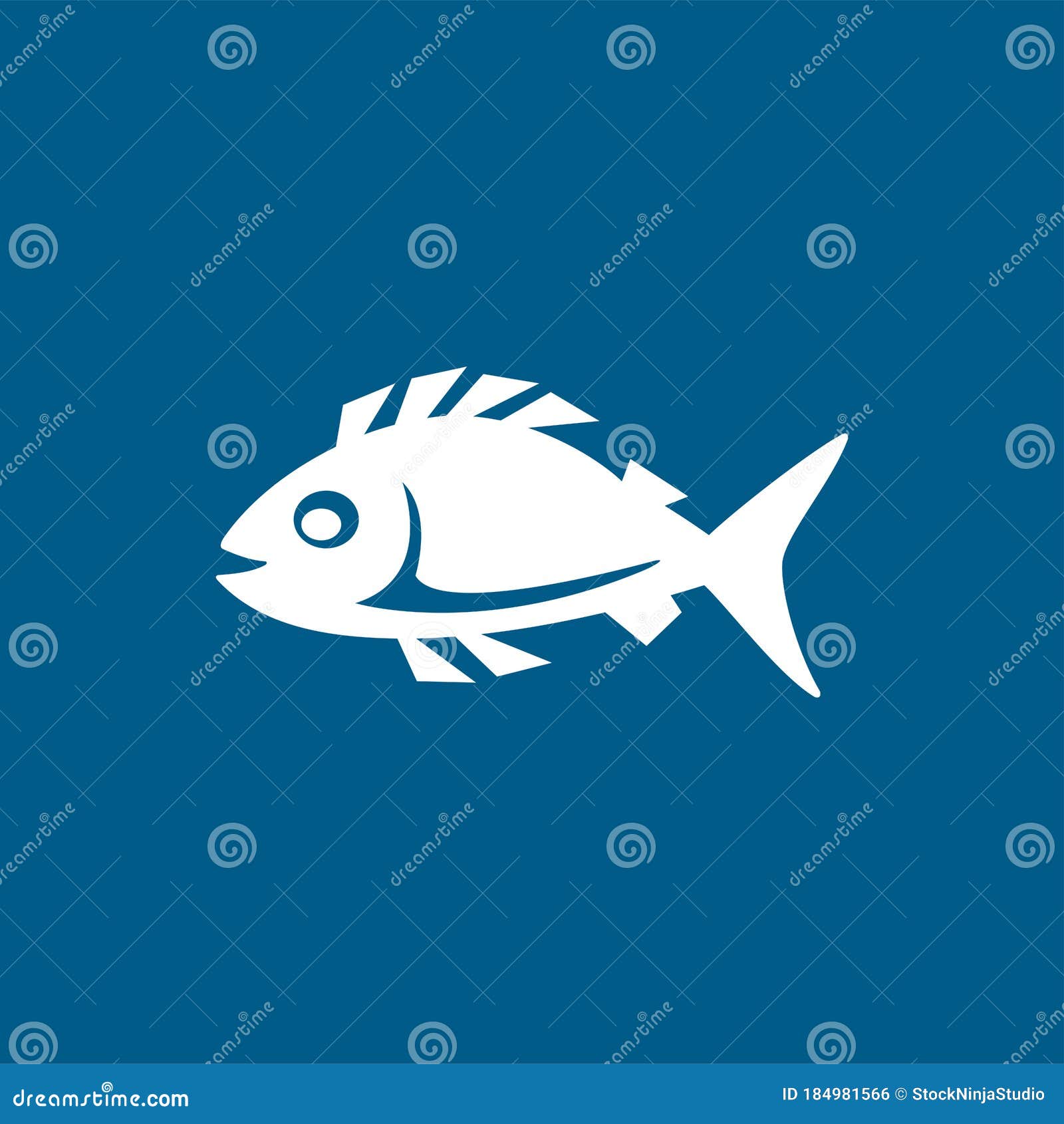 Fish Icon on Blue Background. Blue Flat Style Vector Illustration Stock ...