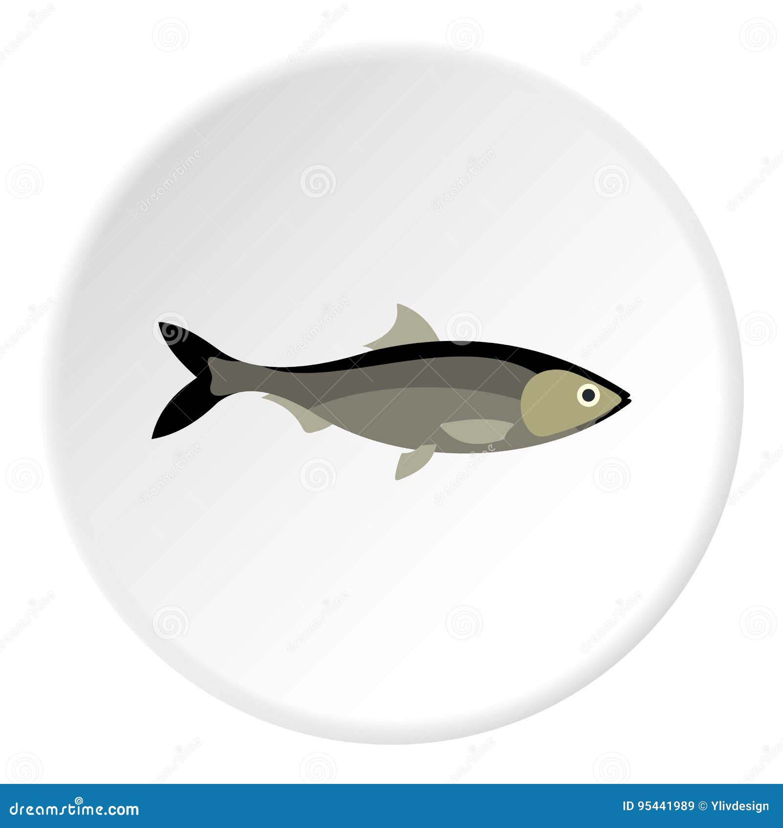 Fish icon circle stock vector. Illustration of head, aquatic - 95441989