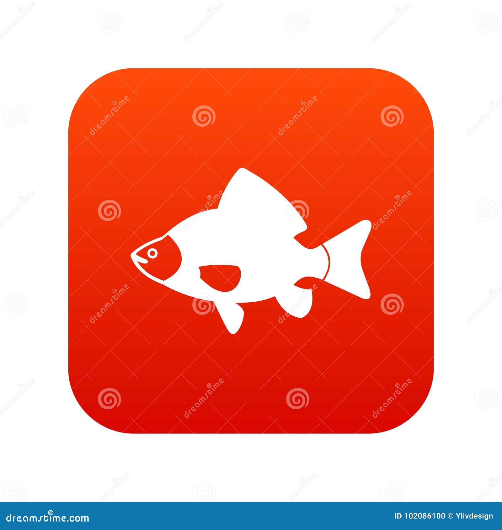 Fish icon digital red stock vector. Illustration of reef - 102086100