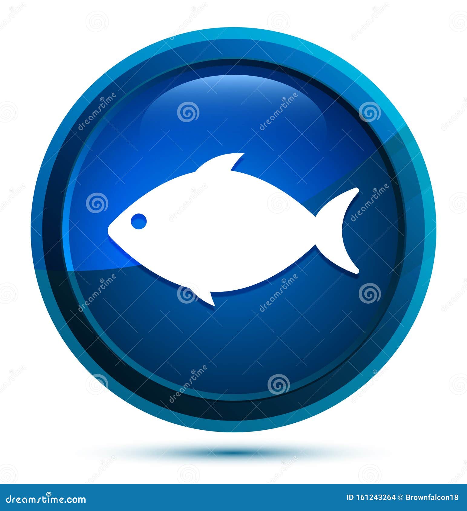 Fish Icon Elegant Blue Round Button Illustration Stock Vector ...
