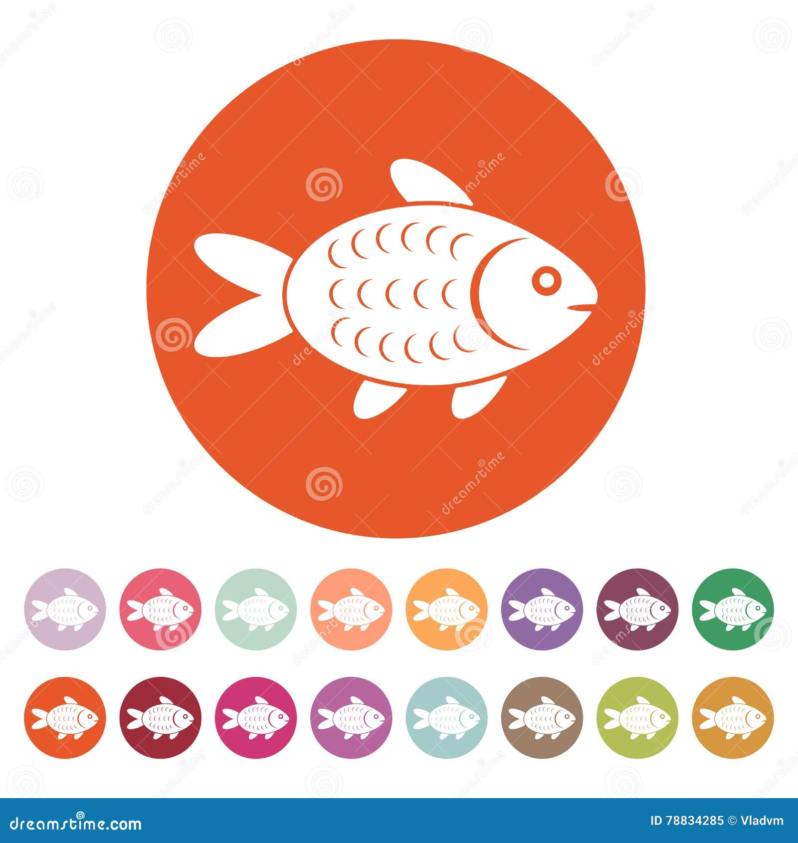 The fish icon. Fish symbol stock vector. Illustration of button - 78834285