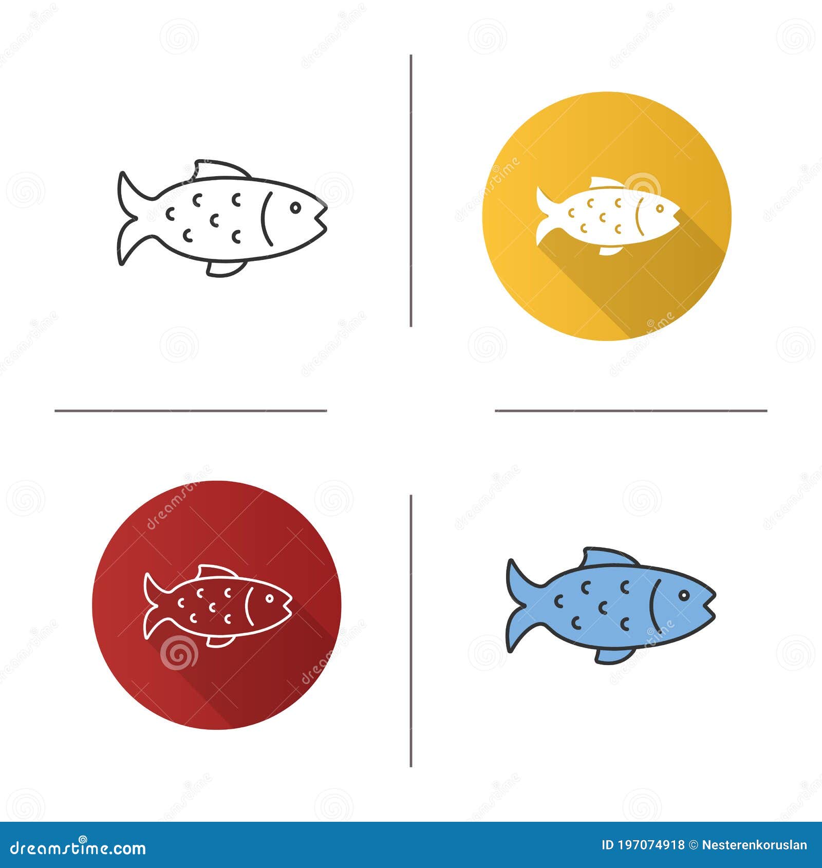 Fish icon stock vector. Illustration of animal, meal - 197074918