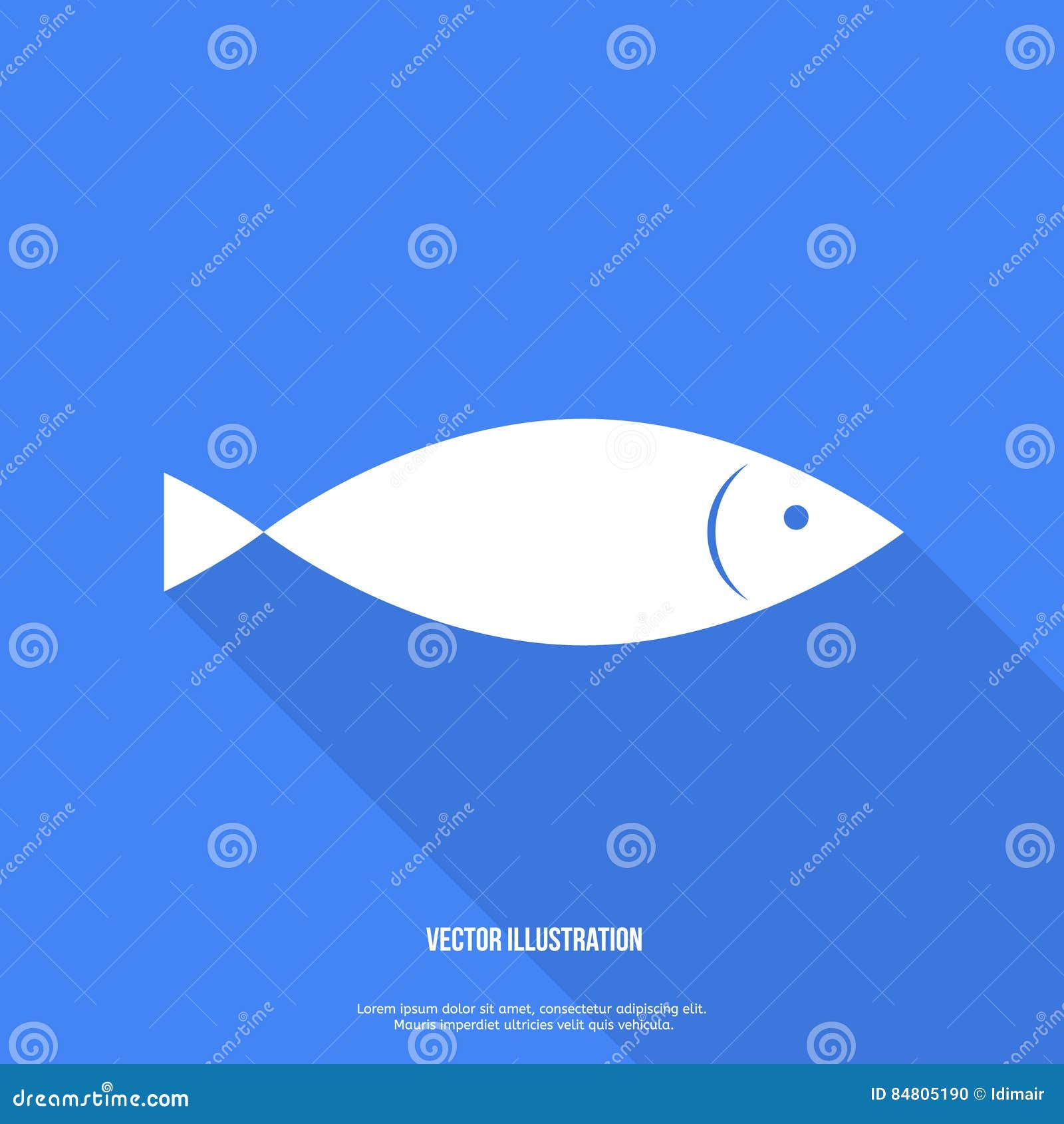 Fish Icon Flat Design with Shadow Vector Stock Vector - Illustration of ...