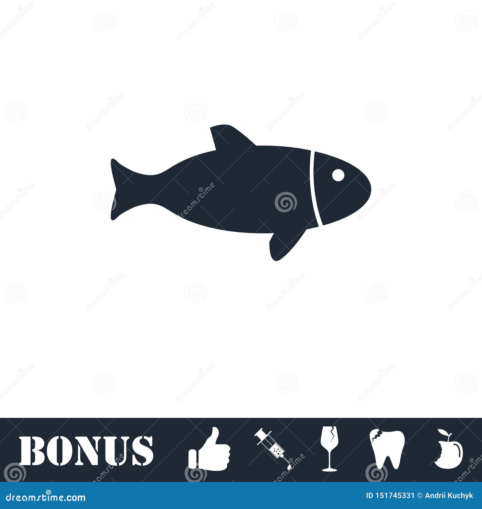 Fish icon flat stock vector. Illustration of aquatic - 151745331