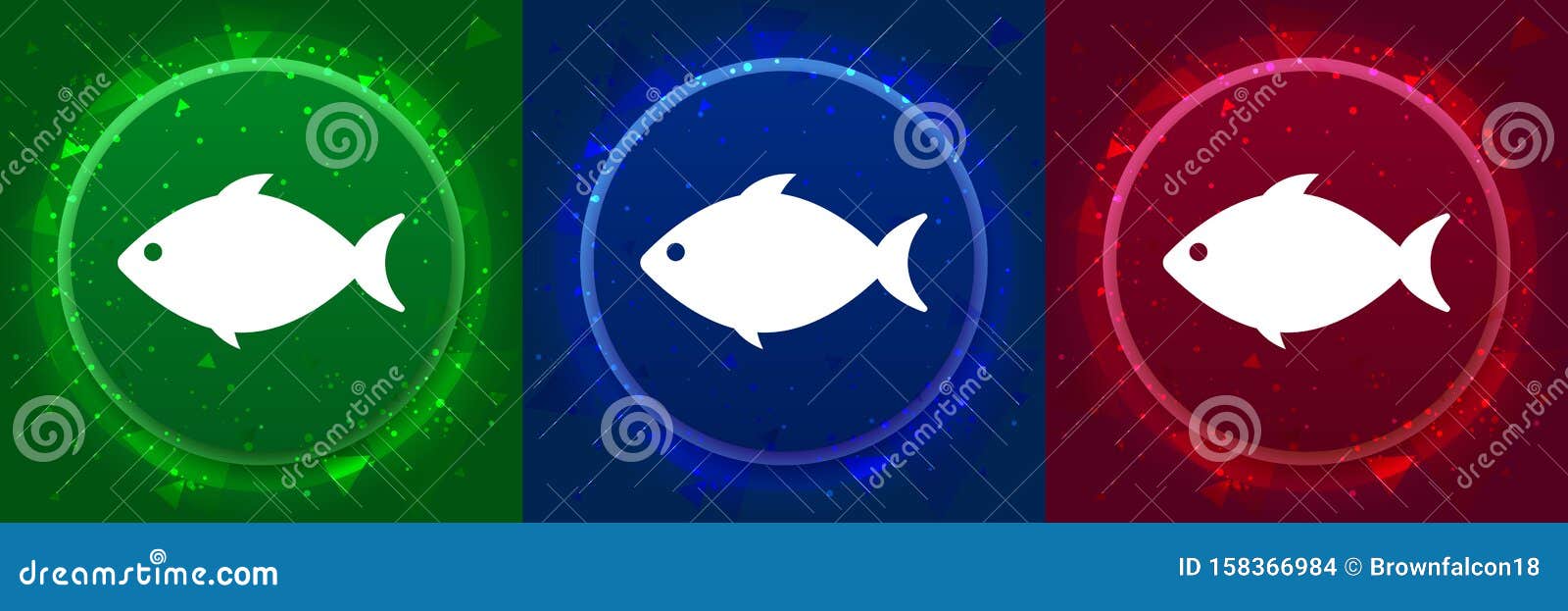 Fish Icon Elegant Modern Design Abstract Buttons Set Illustration Stock ...