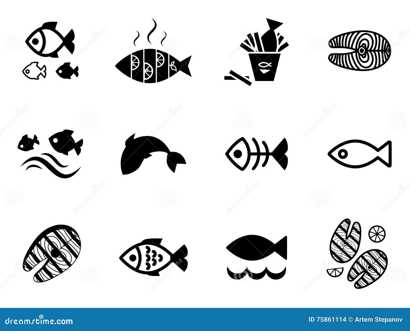 Fish icon stock vector. Illustration of healthy, abstract - 75861114