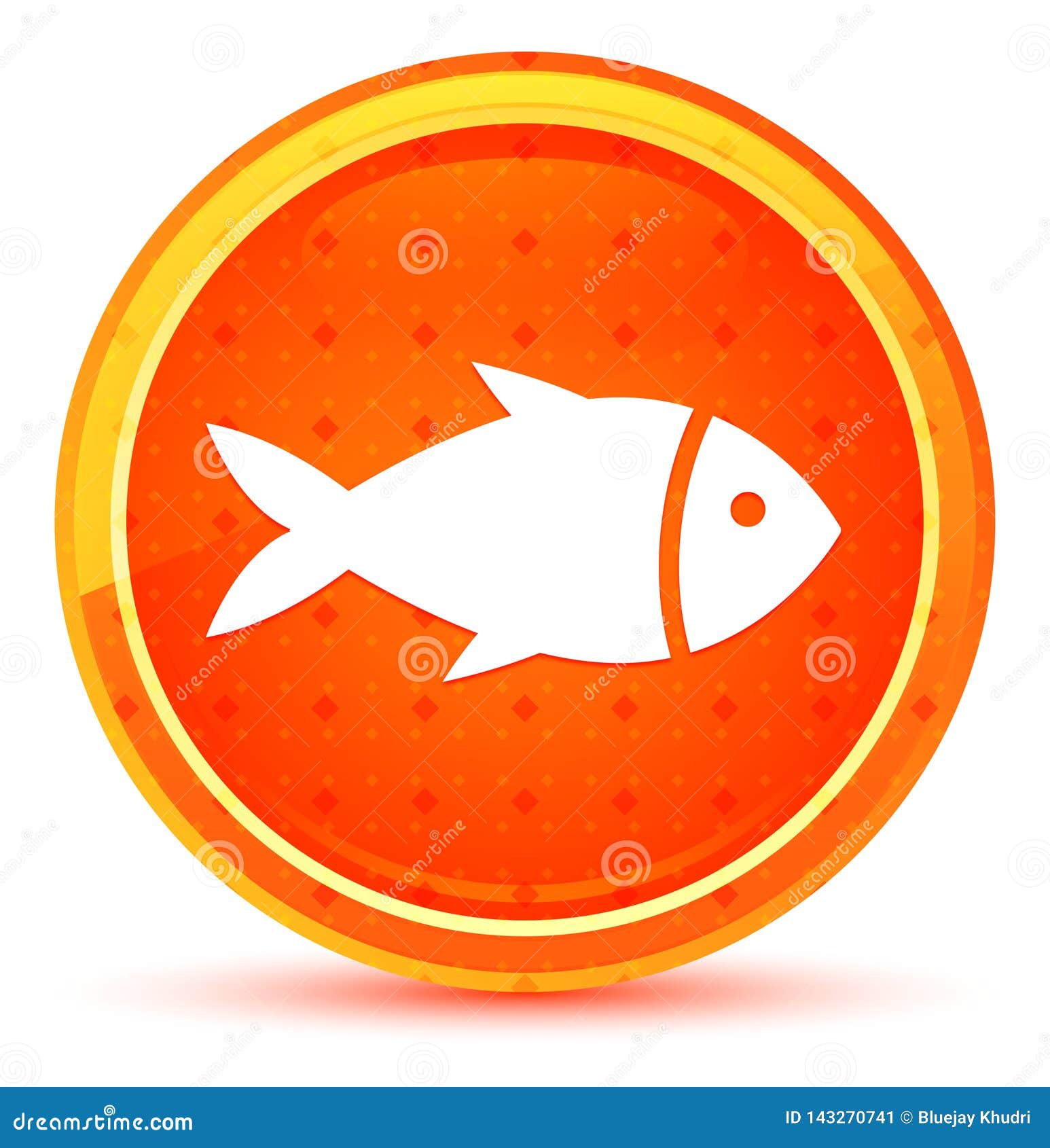 Fish Icon Natural Orange Round Button Stock Illustration - Illustration ...