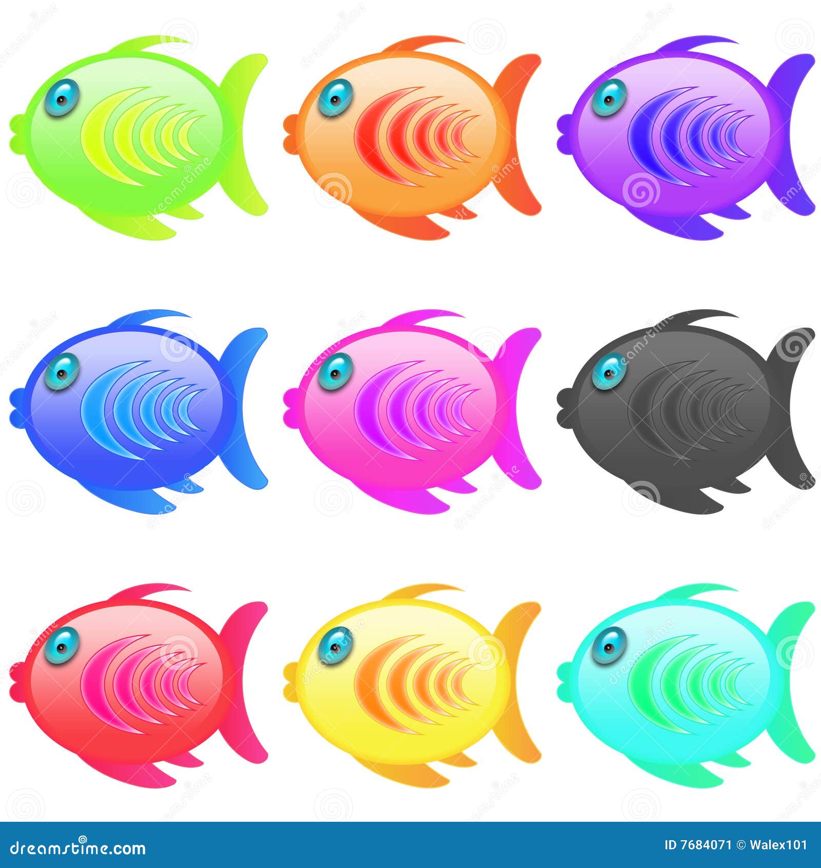 Fish icon set stock illustration. Illustration of water - 7684071