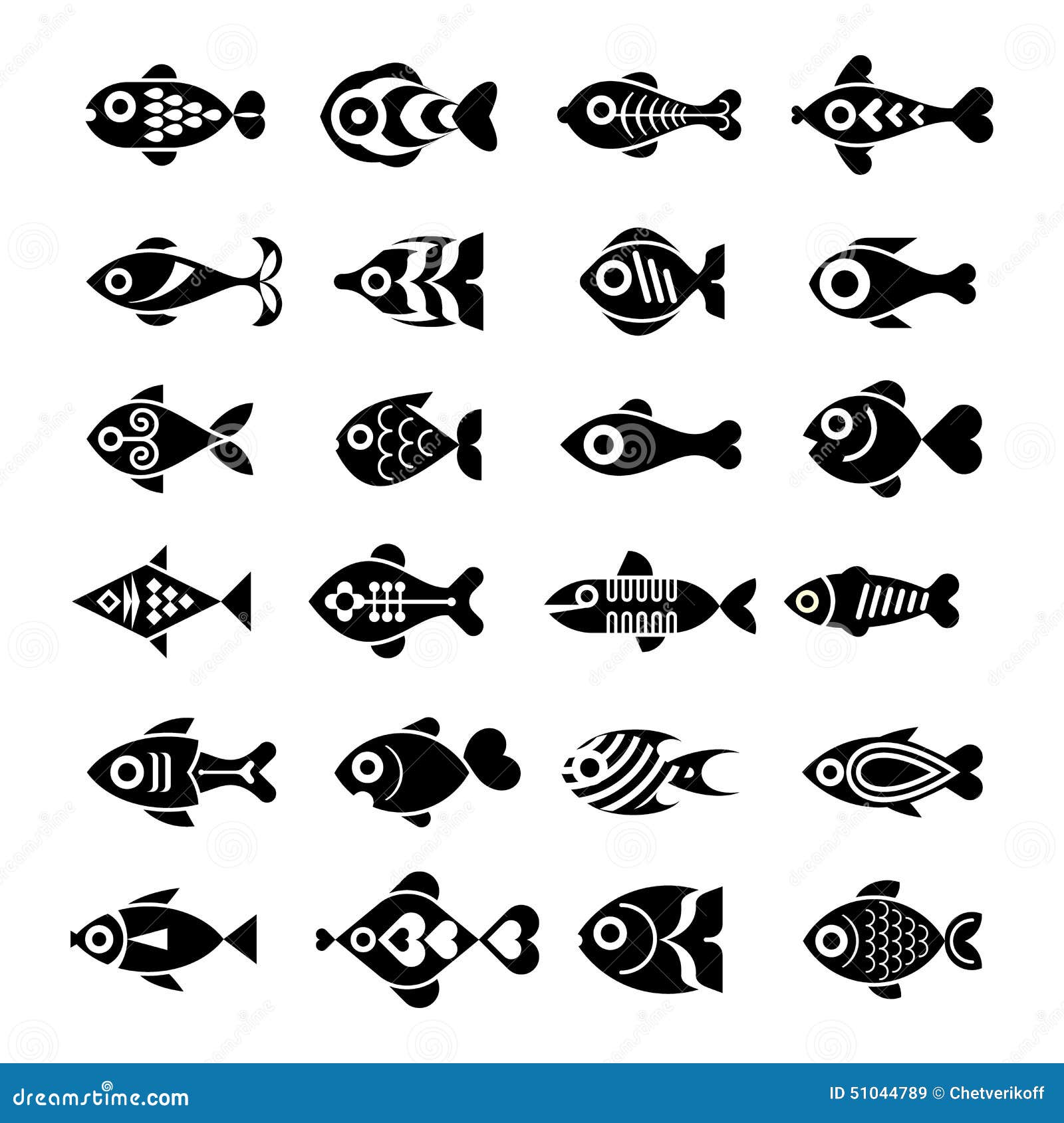 Fish icon set stock vector. Illustration of exotic, decorative - 51044789