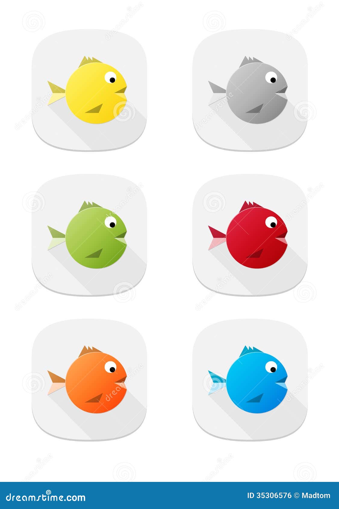 The fish icon set stock vector. Illustration of decoration - 35306576