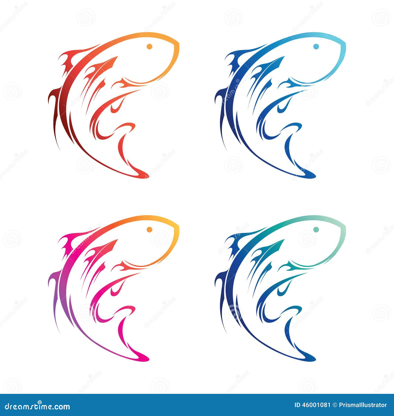 Fish Icon Set stock vector. Illustration of shape, pattern - 46001081