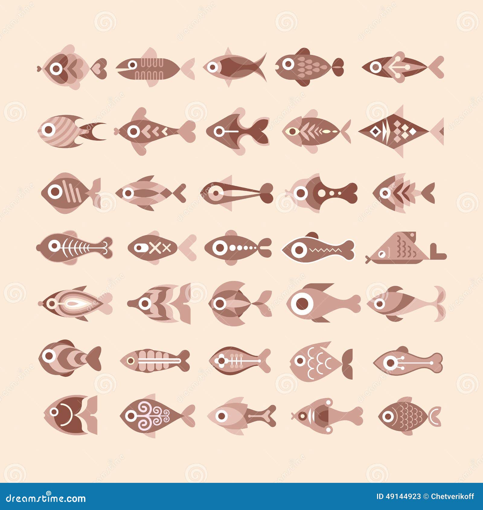 Fish icon set stock vector. Illustration of life, collection - 49144923