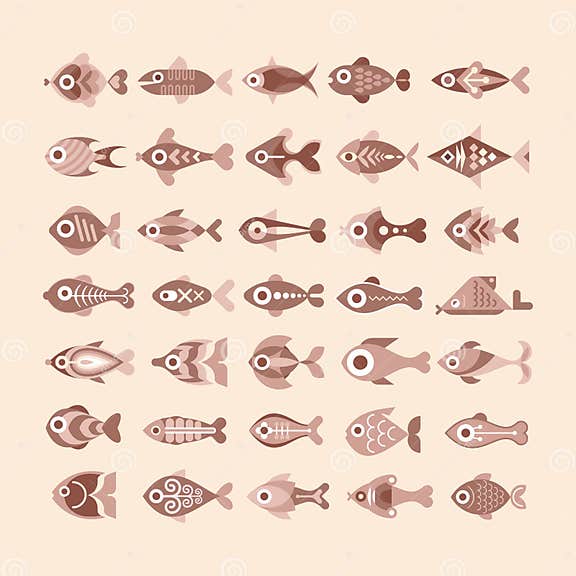 Fish icon set stock vector. Illustration of life, collection - 49144923