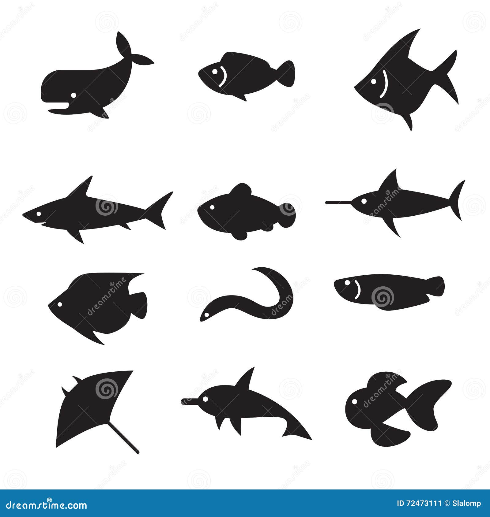 Fish icon set stock vector. Illustration of isolated - 72473111