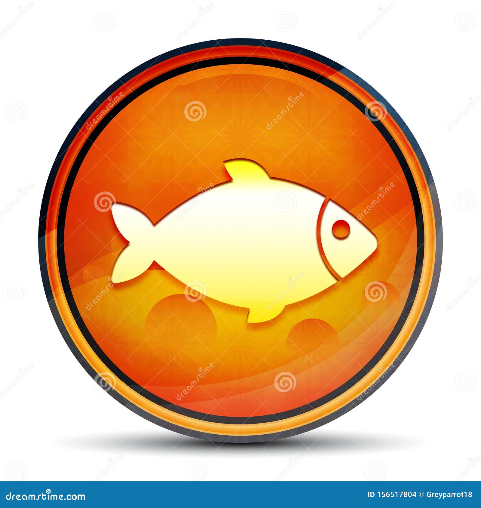 Fish Icon Shiny Bright Orange Round Button Illustration Stock ...