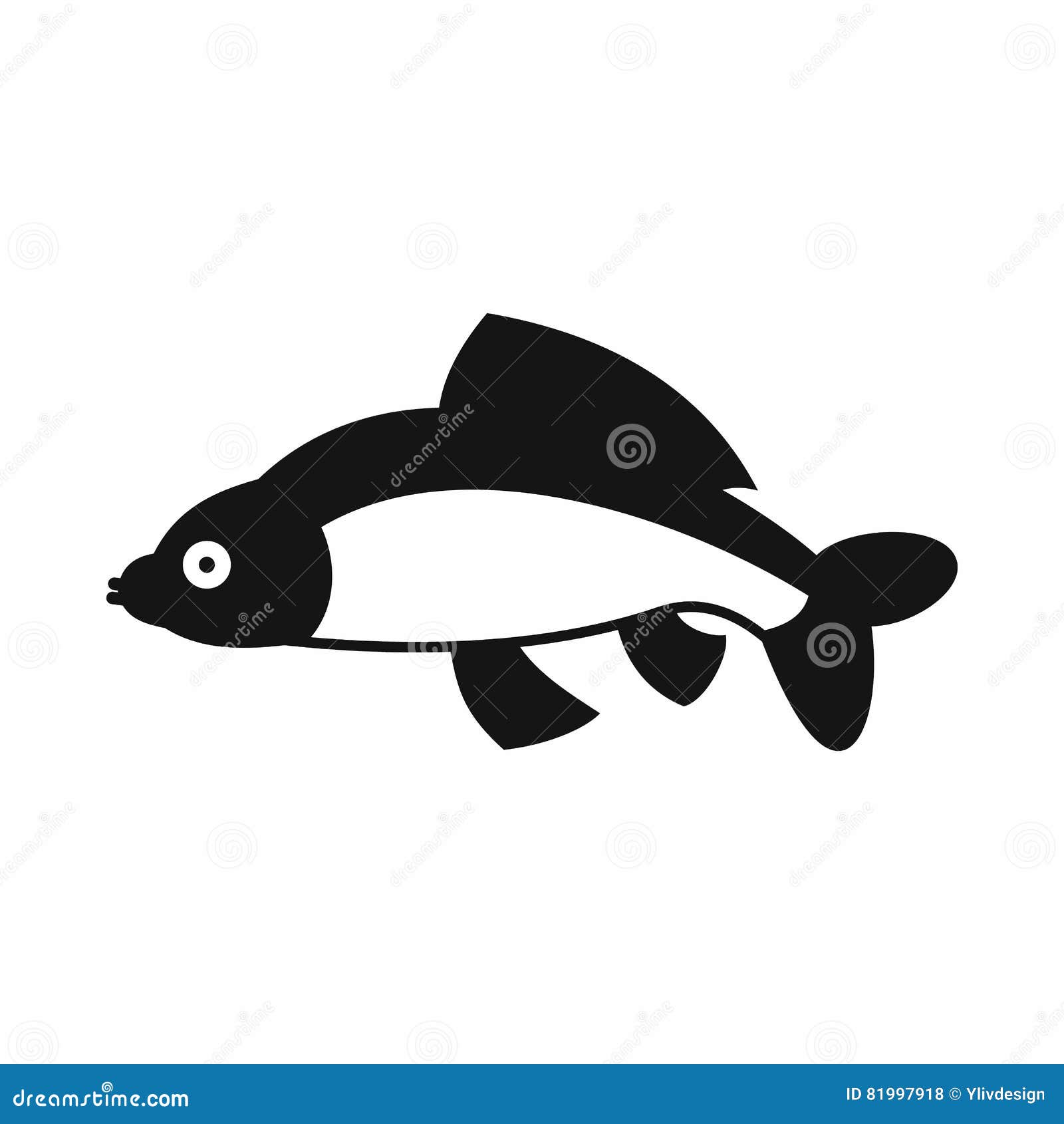 Fish icon, simple style stock vector. Illustration of food - 81997918