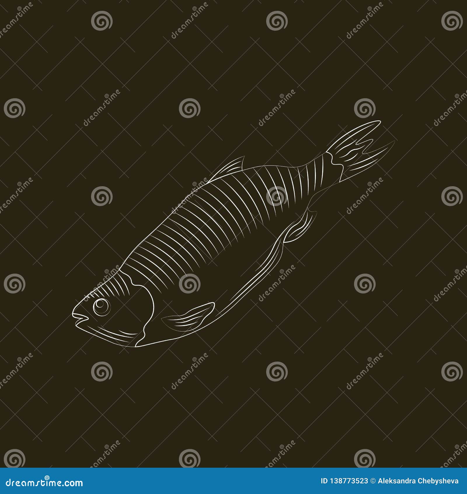 Fish Icon Vector Isolated. Stylization by Hand Drawing Stock ...