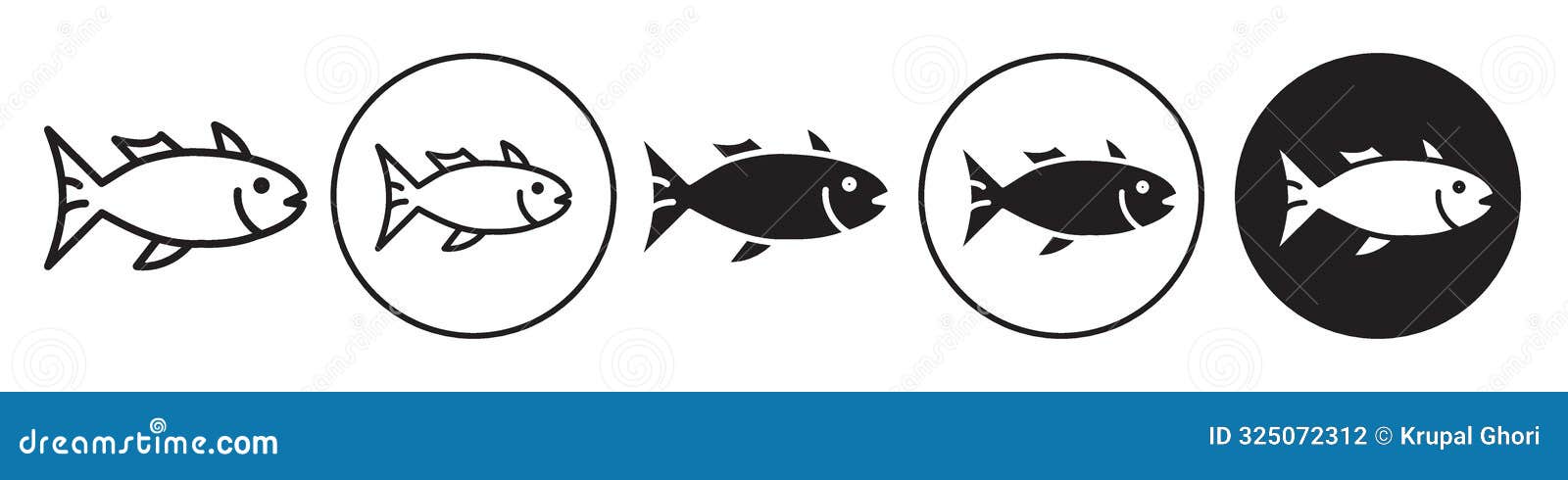 Fish Icon Vector Set Collection for Web Stock Vector - Illustration of ...