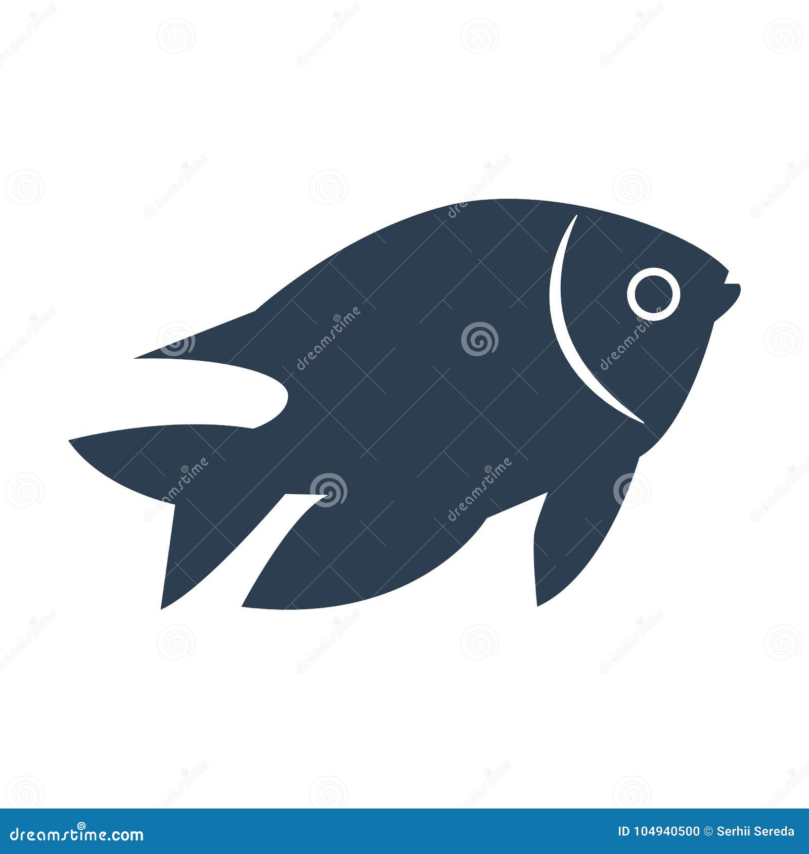 Fish Icon on White Background. Stock Illustration - Illustration of ...