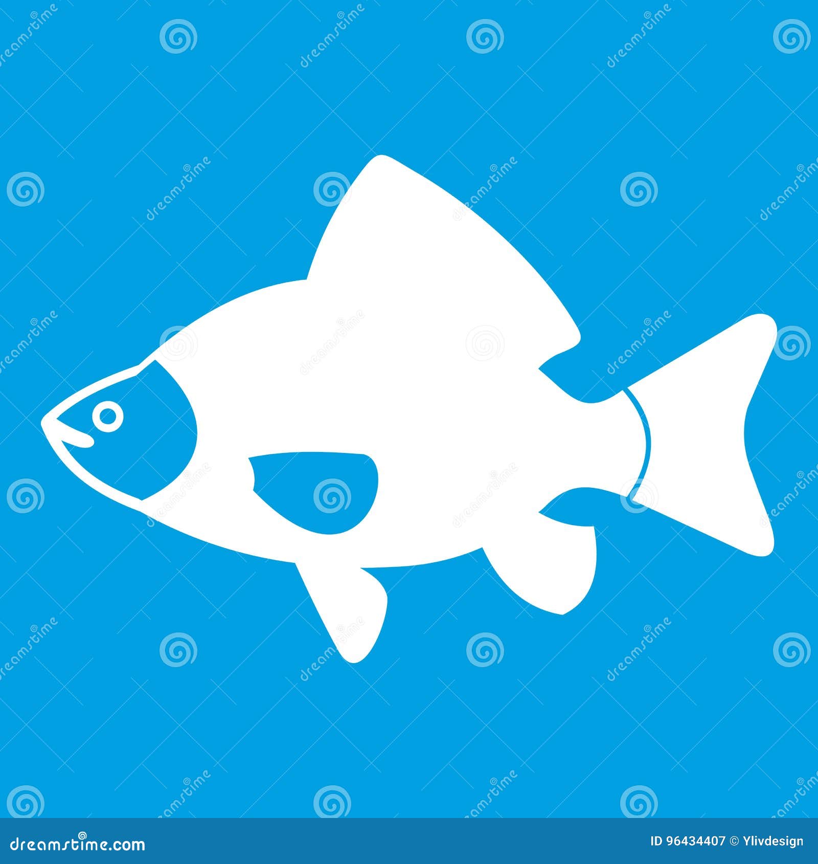 Fish icon white stock vector. Illustration of fish, fauna - 96434407