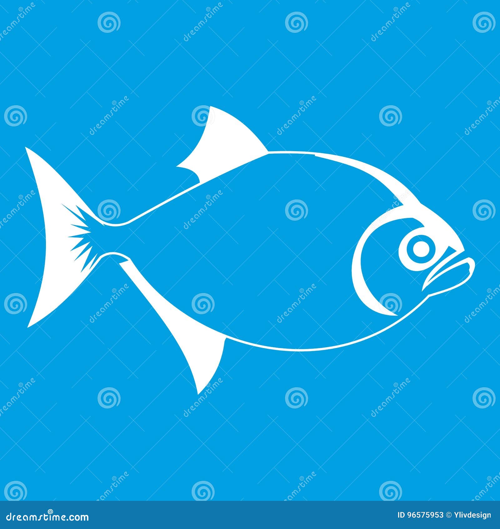Fish icon white stock vector. Illustration of object - 96575953