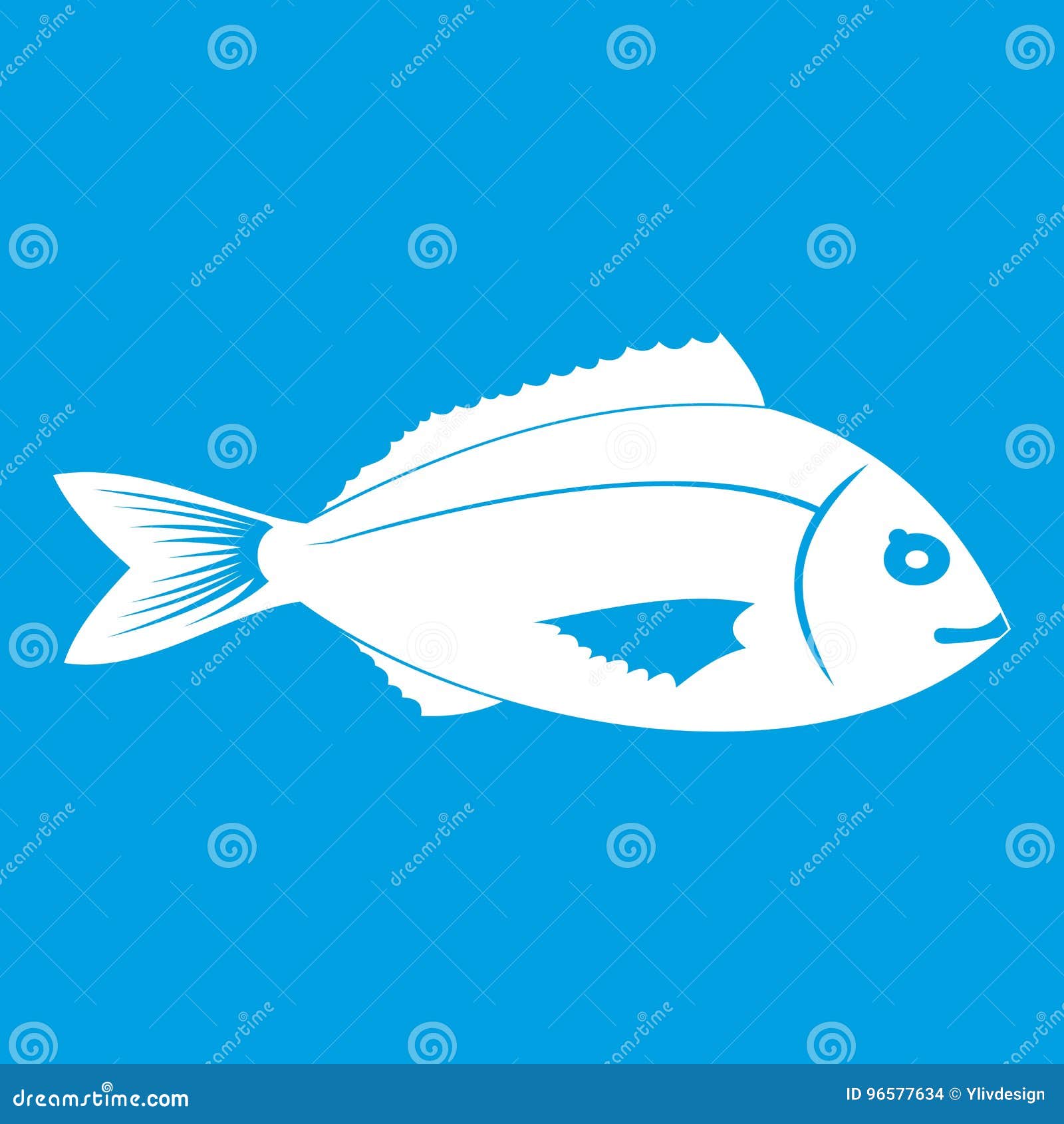 Fish icon white stock vector. Illustration of icon, simple - 96577634
