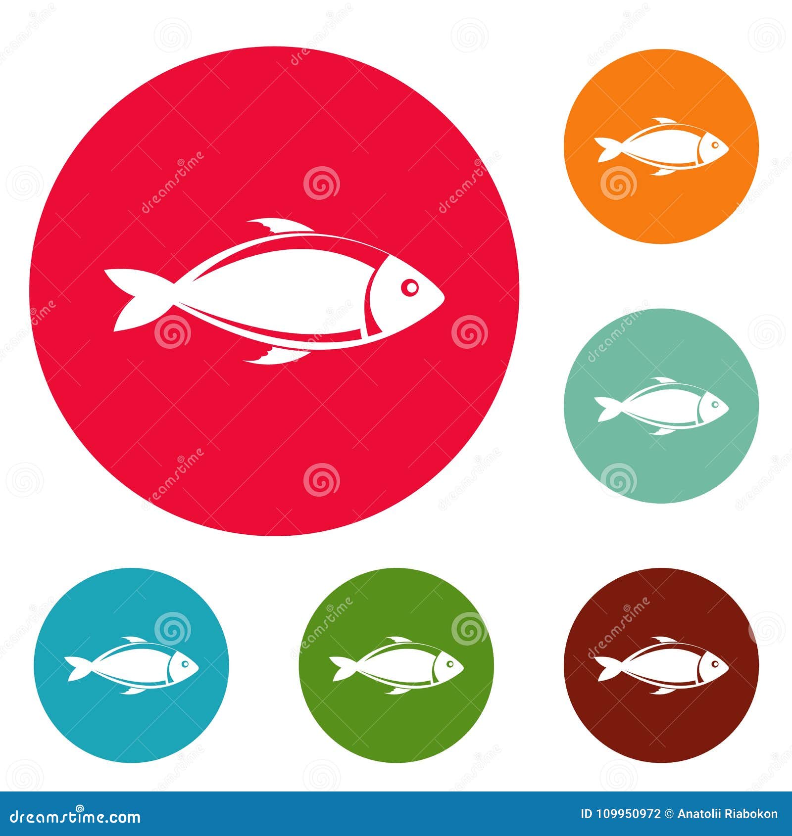 Fish Icons Circle Set Vector Stock Vector - Illustration of fishing ...