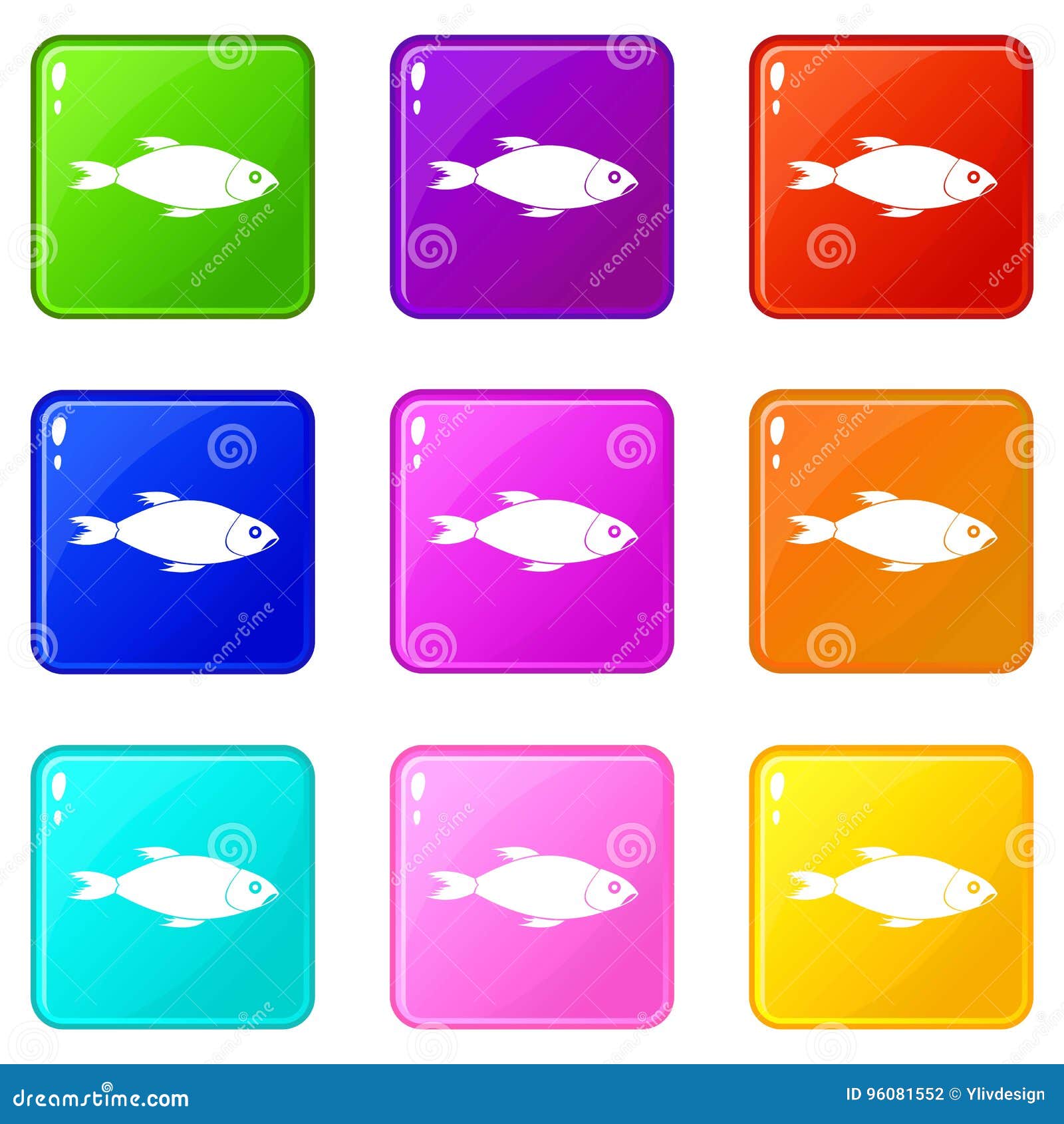 Fish icons 9 set stock vector. Illustration of ocean - 96081552