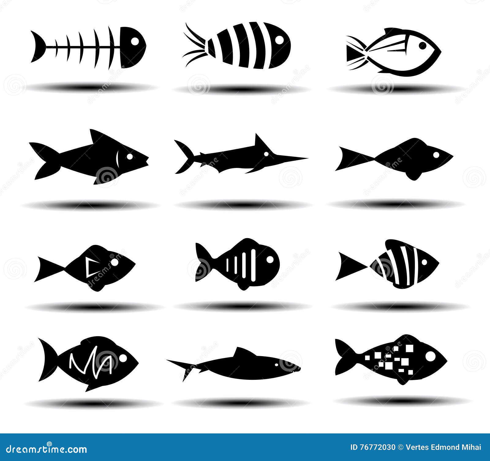 Fish Icons set stock vector. Illustration of aquarium - 76772030