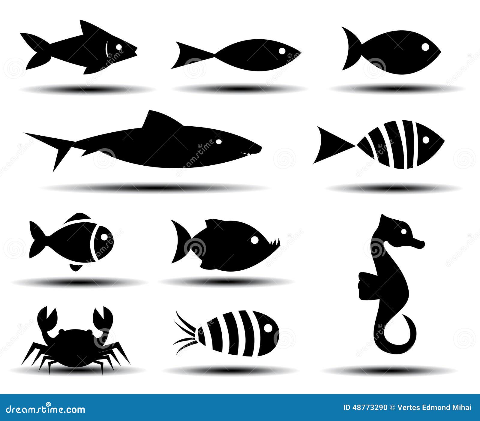 Icons Of Fish And Seafood Vector Illustration | CartoonDealer.com ...