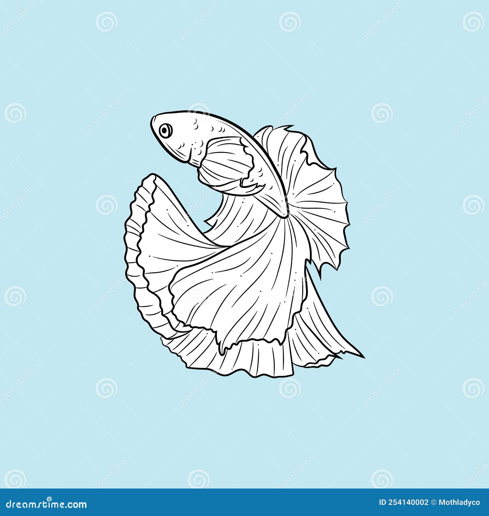 Fish Illustration, Drawing of a Betta Fish, Siamese Fighting Fish Stock ...