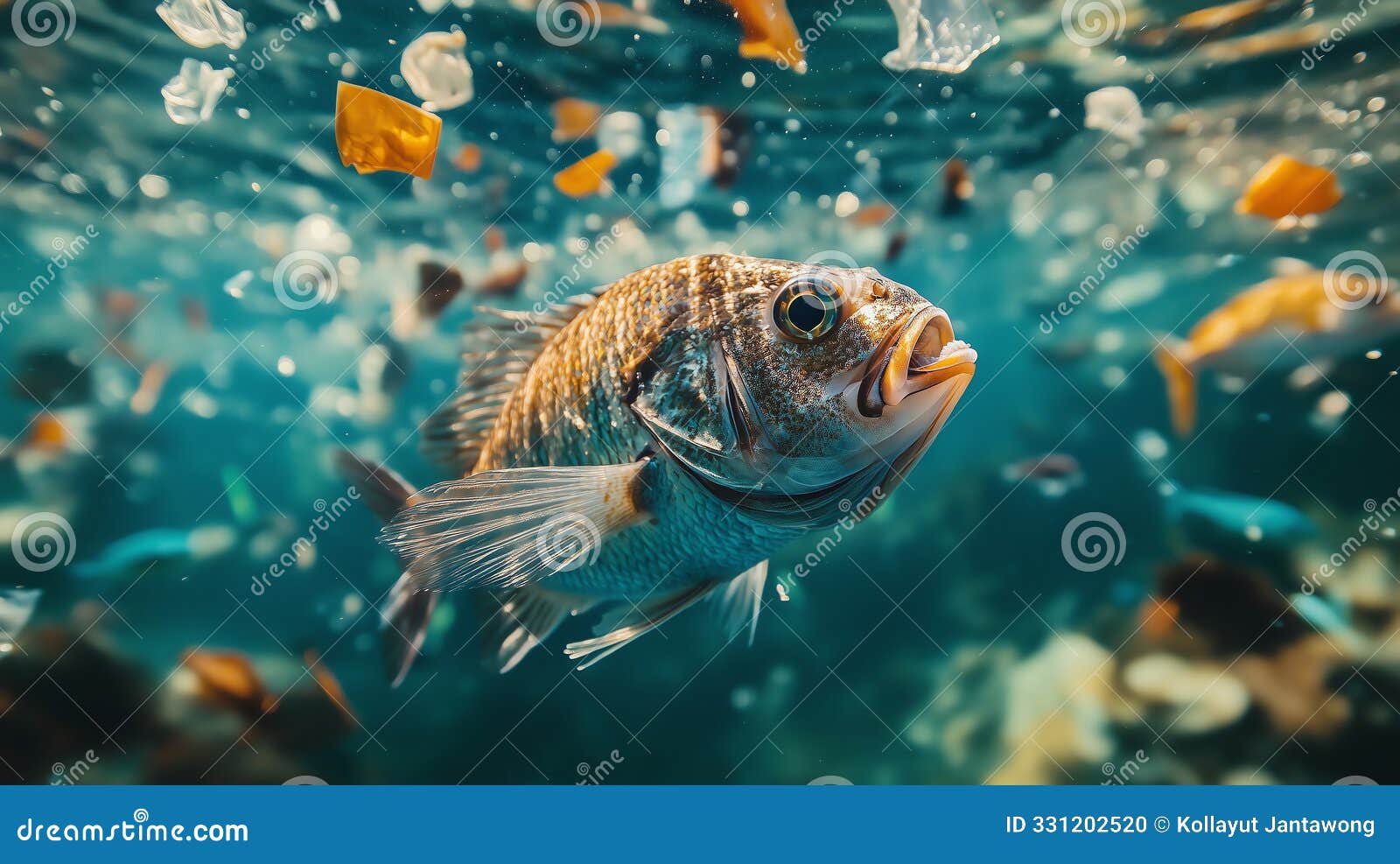 Fish Ingesting Microplastics in Polluted Marine Environment Stock ...