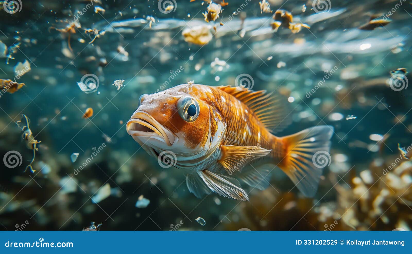 Fish Ingesting Microplastics In Polluted Marine Environment Stock Photo ...