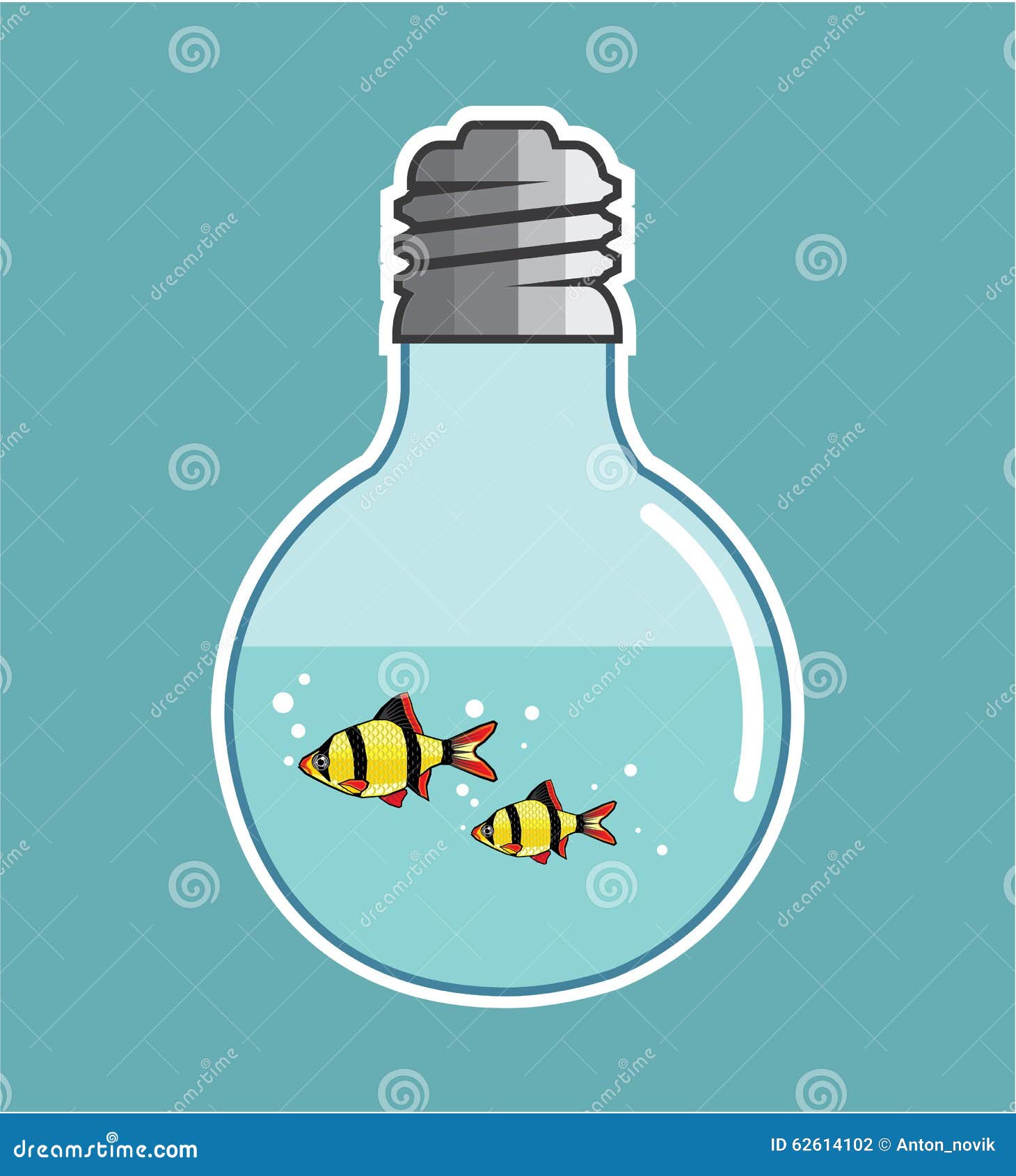 Fish Inside the Light Bulb Vector Illustration Stock Vector ...