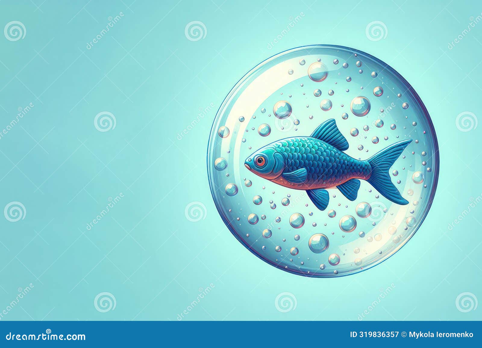 Fish Inside a Water Bladder. Space for Text. Stock Image - Image of ...