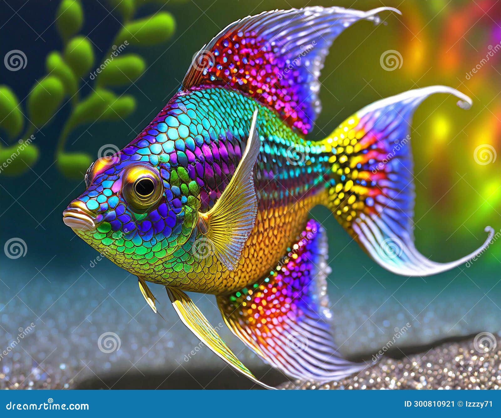 Fish in Iridescent Color, Close Up. Rainbow Colored Fish Stock Illustration - Illustration of ...