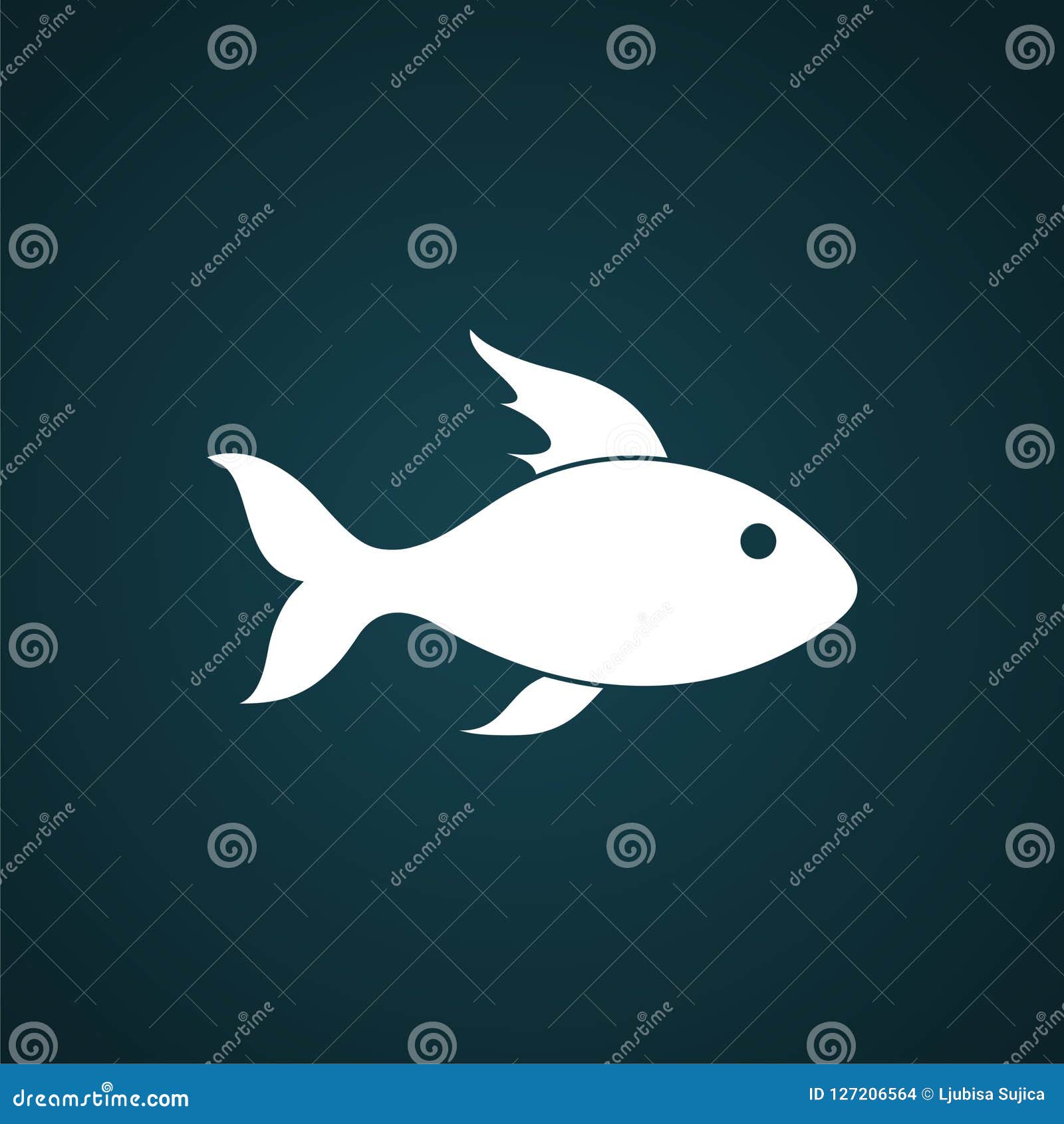 Fish Isolated on Blue Background. Logo or Label Design Element Stock ...