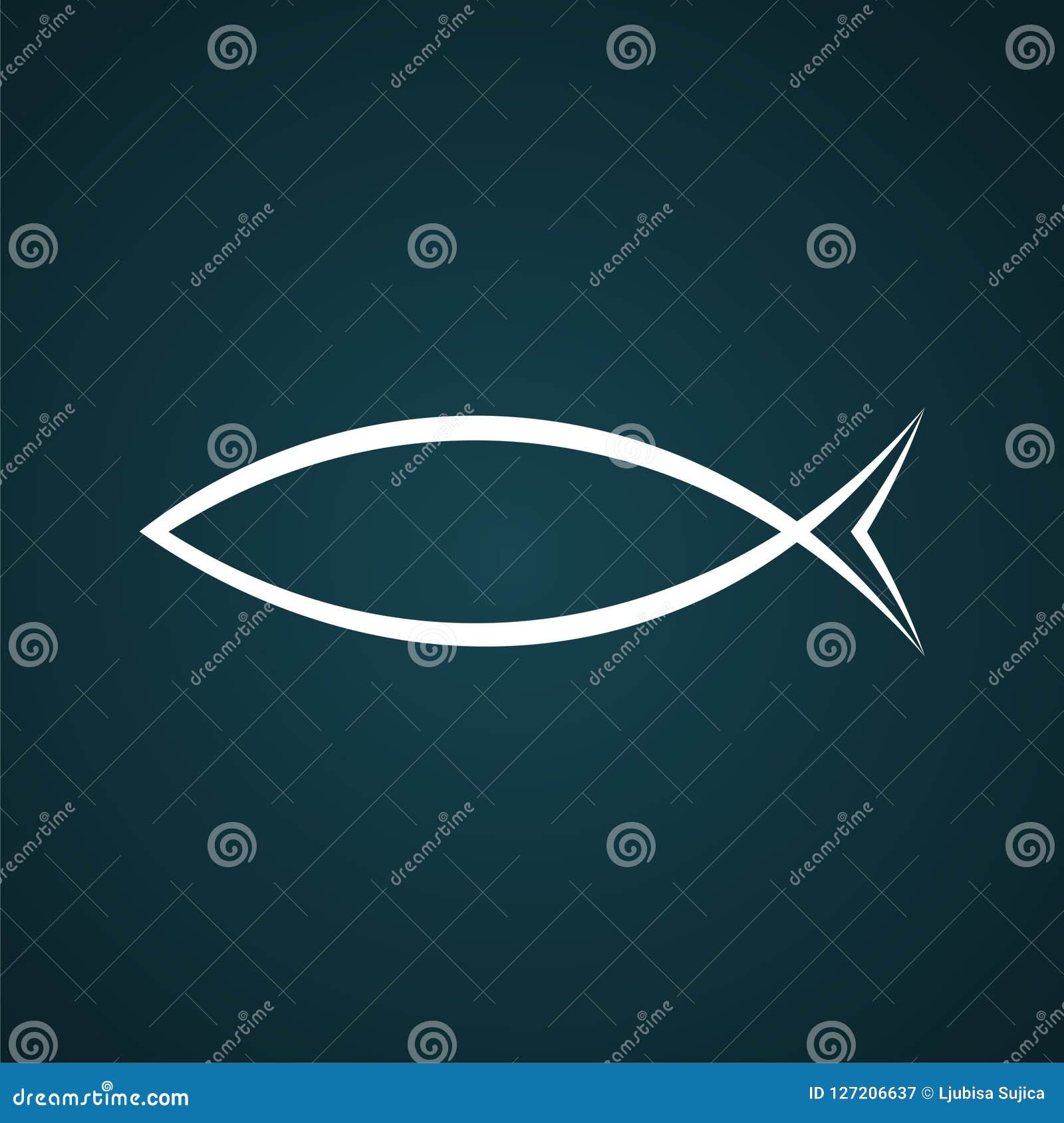 Fish Isolated on Blue Background. Logo or Label Design Element Stock ...