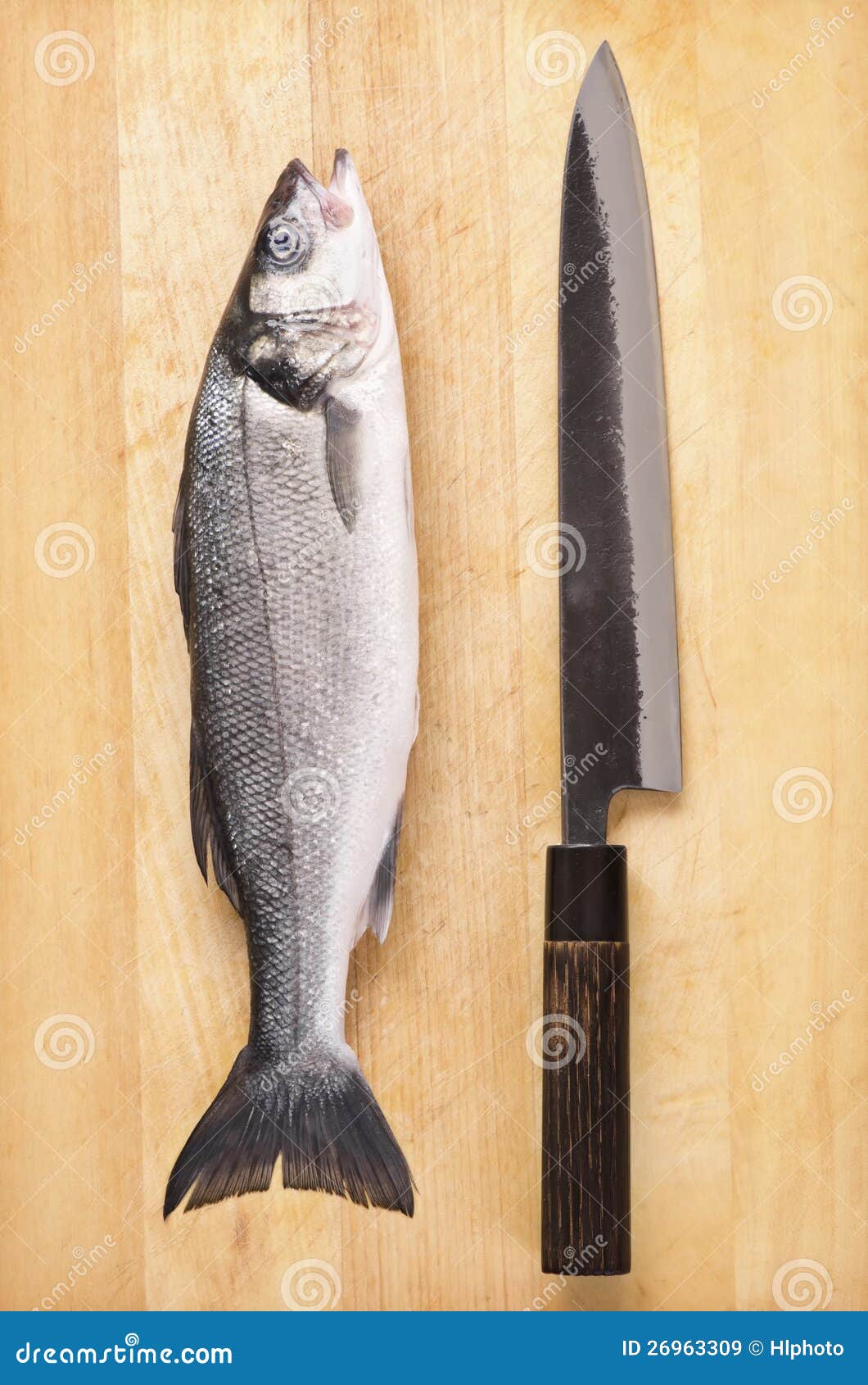 Fish with Japanese Knife stock image. Image of basses - 26963309