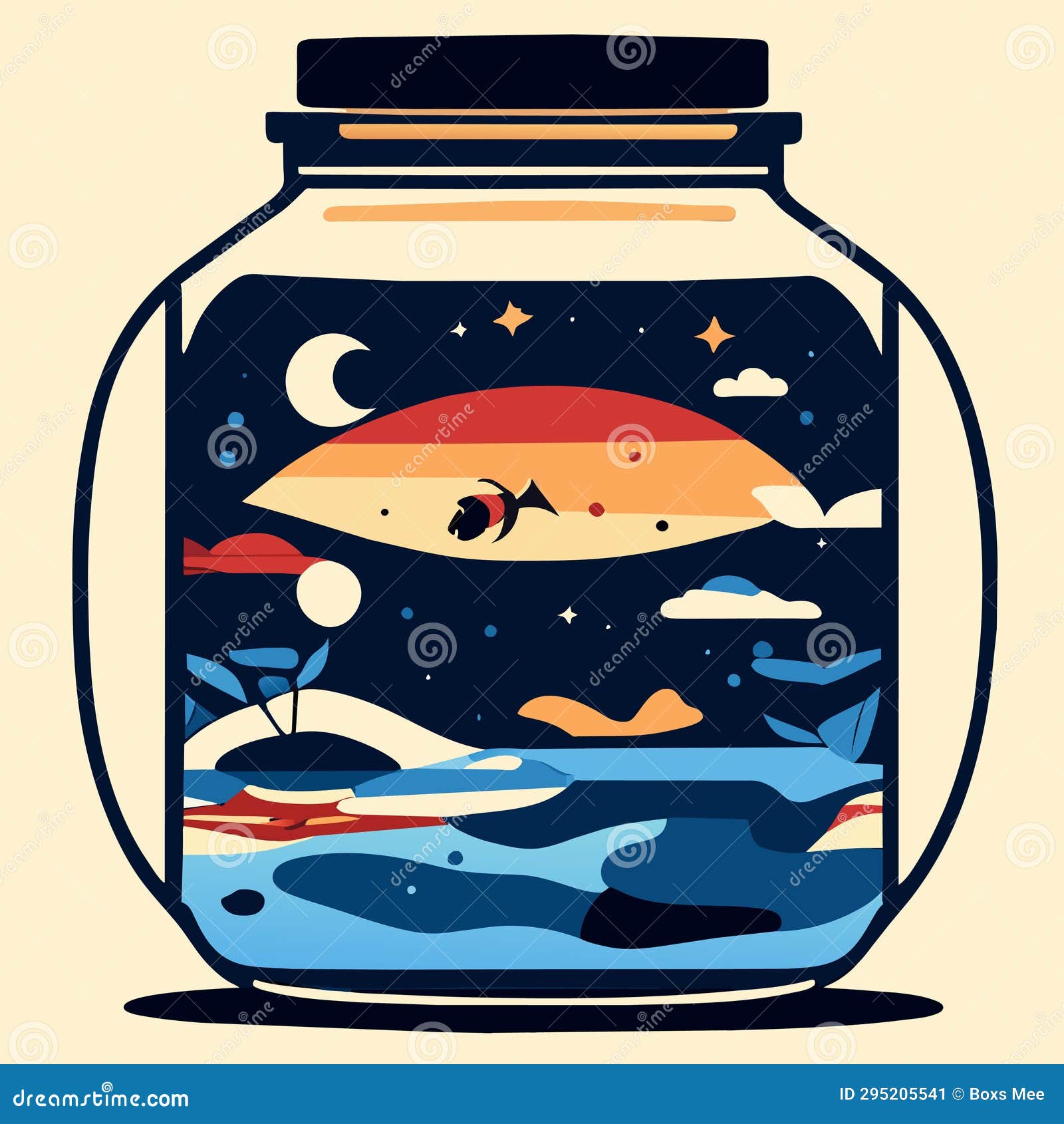 Fish in a Jar. Vector Illustration in Doodle Style Stock Vector ...