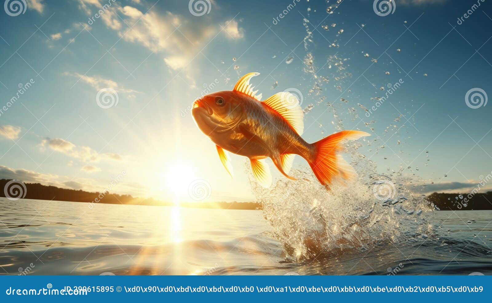 The Fish Jumped Up and Opened Its Mouth Above the Water. Generative AI ...