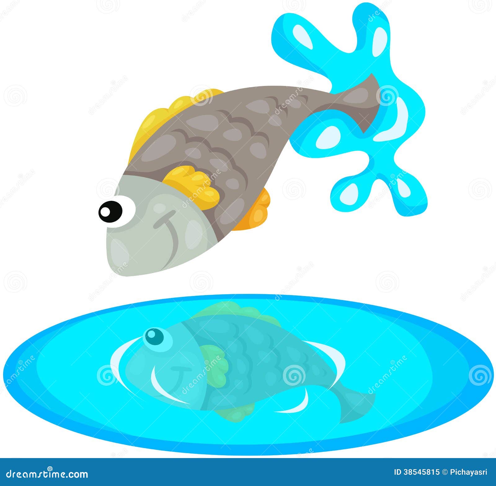 Fish jumping stock vector. Illustration of isolated, grass - 38545815