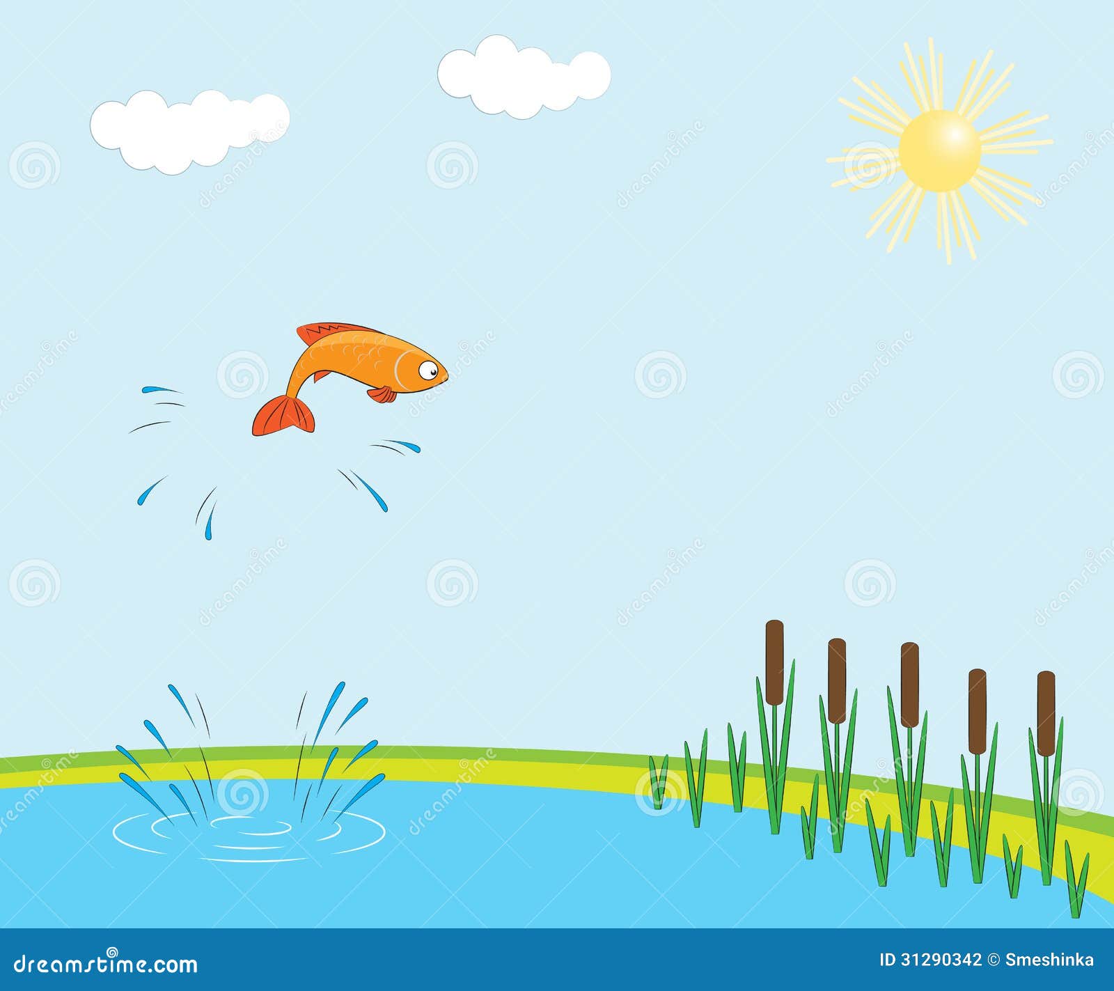 Fish jumping stock vector. Illustration of fish, goldfish - 31290342