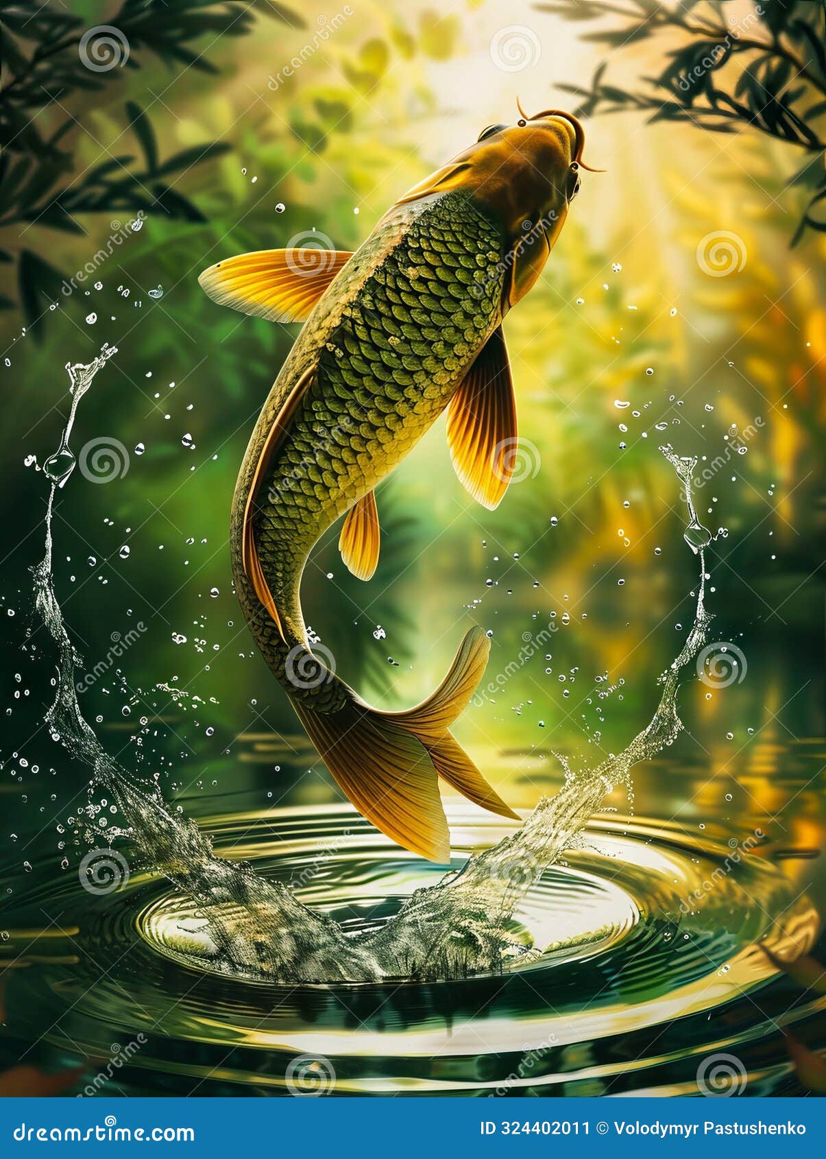 A Fish Jumping Out of the Water Stock Image - Image of pond, splash ...